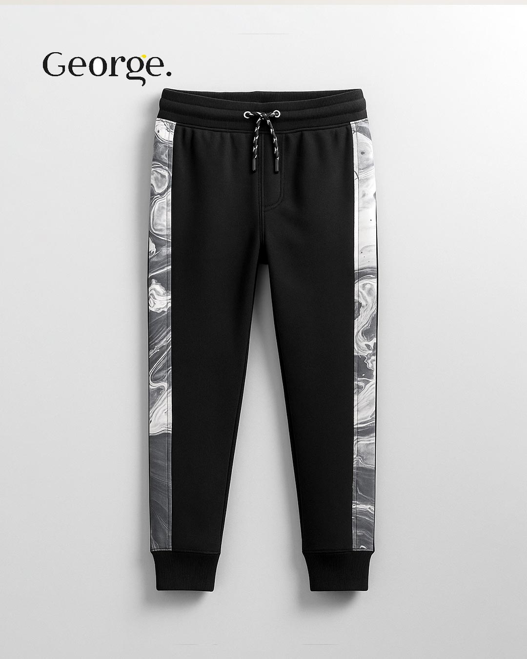 GEORGE BLACK CONTRASTING PANELS FLEECE TROUSER – PEEKABOO.PK