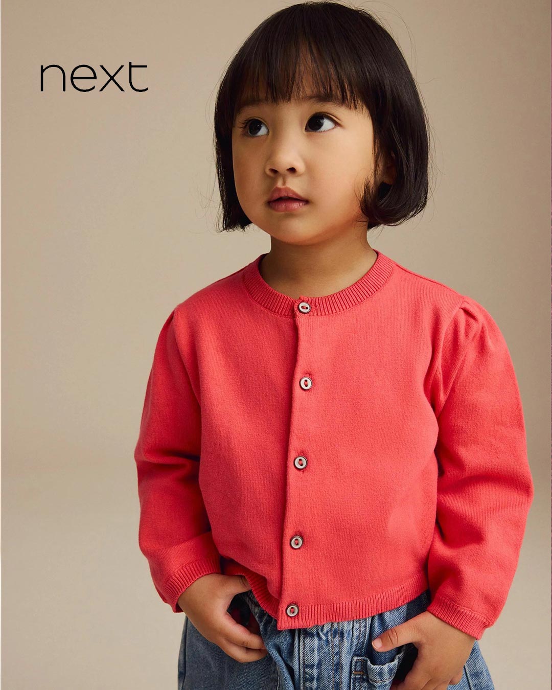 NEXT RED PLEATED SLEEVE COTTON CARDIGAN – PEEKABOO.PK