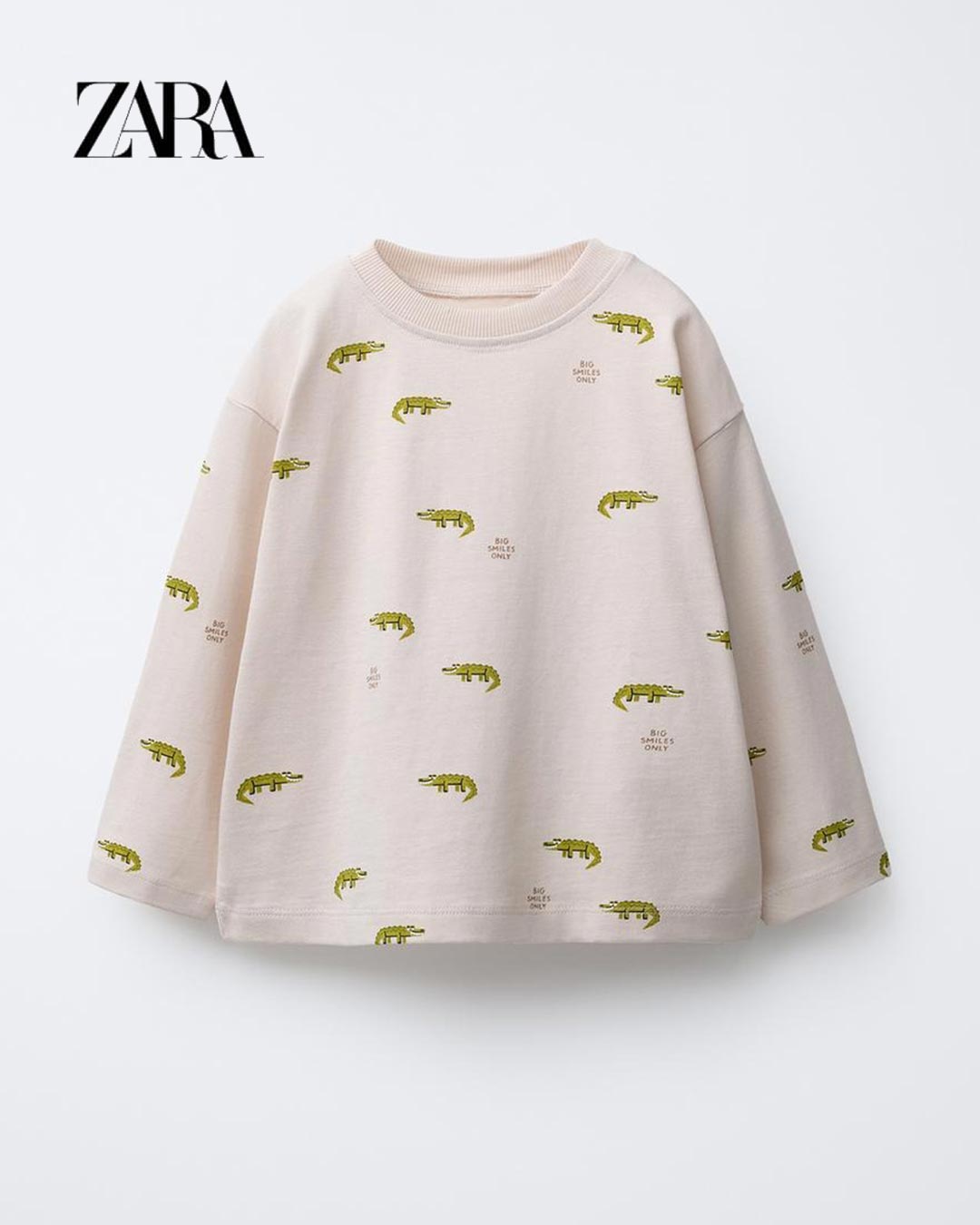 ZARA ECRU ANIMAL PRINTED LONG SLEEVE T-SHIRT – PEEKABOO.PK