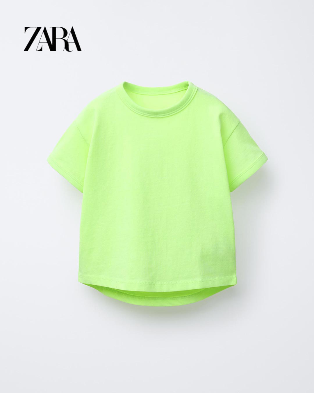 ZARA NEON GREEN PLAIN T-SHIRT – PEEKABOO.PK